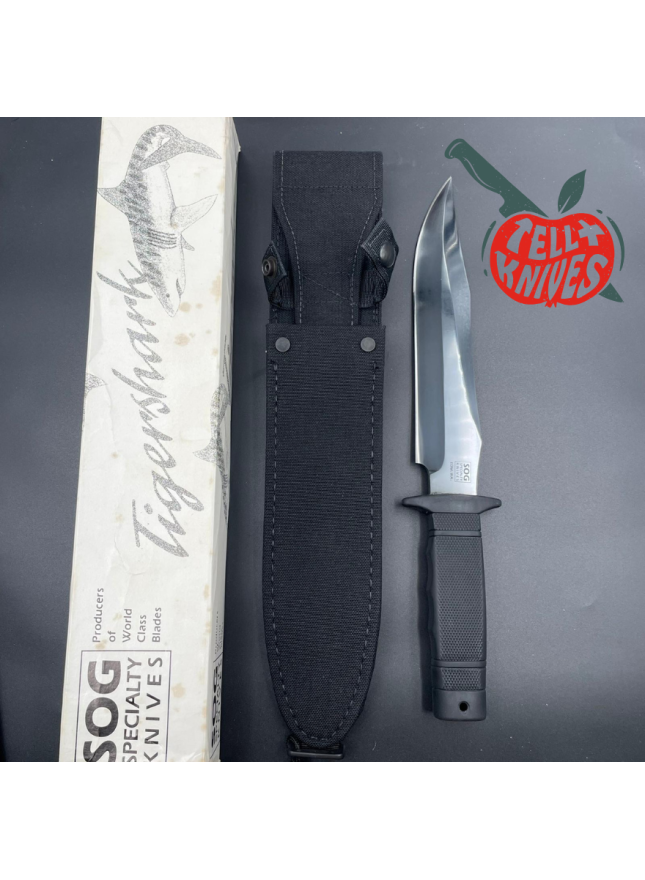 SOG Tigershark Midnite S.M. CA. SK5 carbon steel gun blued satin finish ...