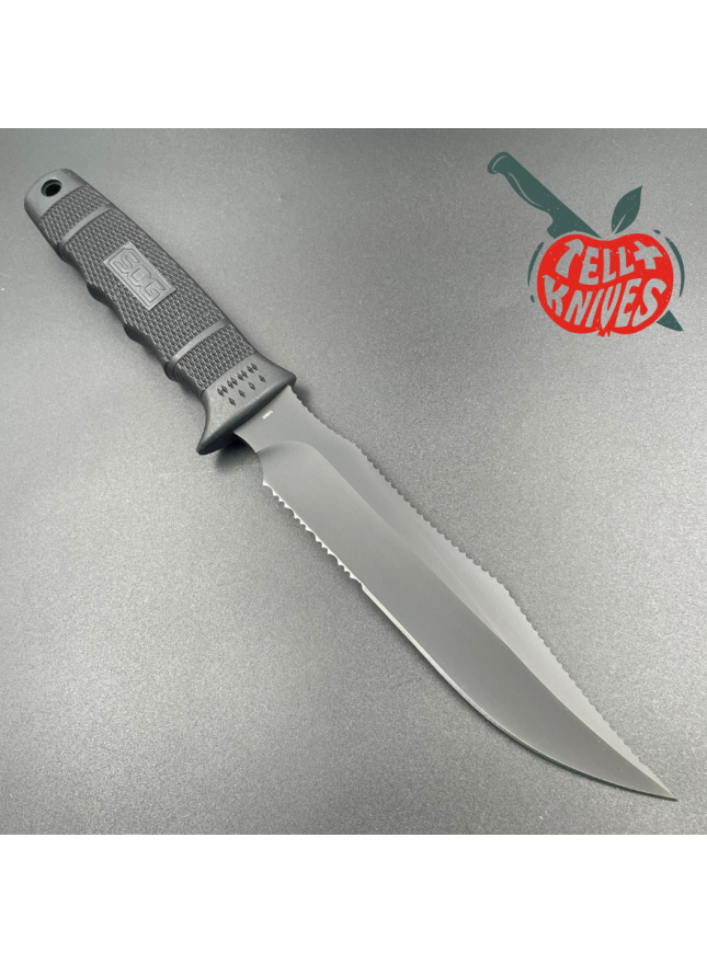 SOG Seal Team Elite fixed blade AUS-8 steel TiNi black finish Zytel ...