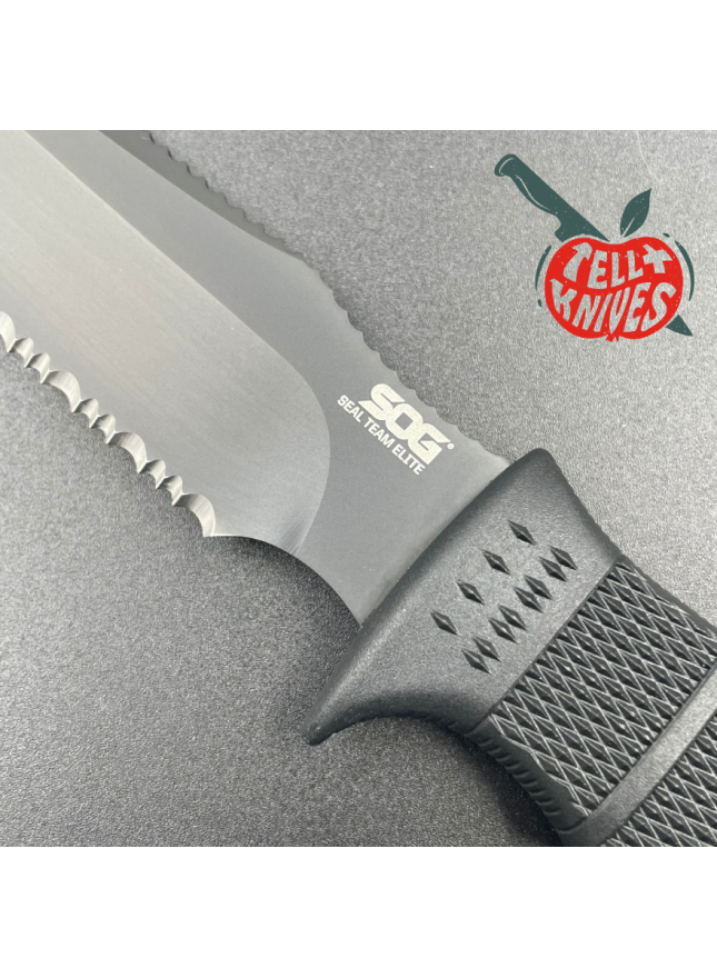 SOG Seal Team Elite fixed blade AUS-8 steel TiNi black finish Zytel ...