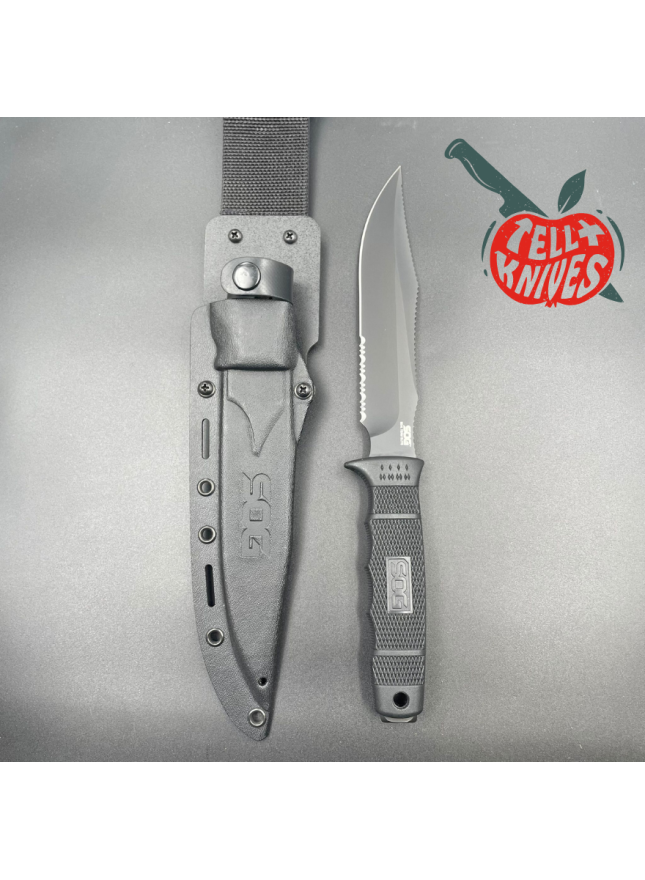 SOG Seal Team Elite fixed blade AUS-8 steel TiNi black finish Zytel ...