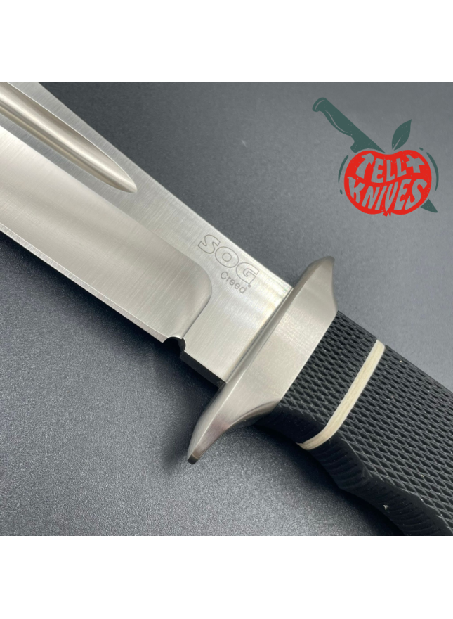 SOG Creed USMC FORCE RECON AUS8 steel satin finish Kraton handle black ...