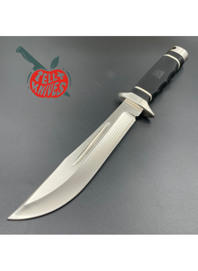 SOG Creed USMC FORCE RECON AUS8 steel satin finish Kraton handle black ...