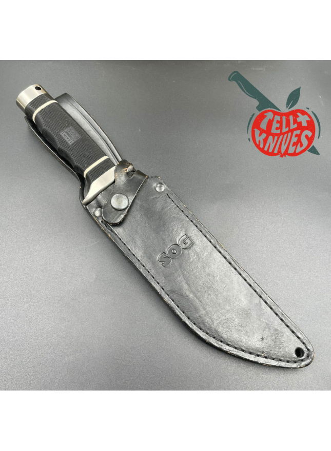 SOG Creed USMC FORCE RECON AUS8 steel satin finish Kraton handle black ...