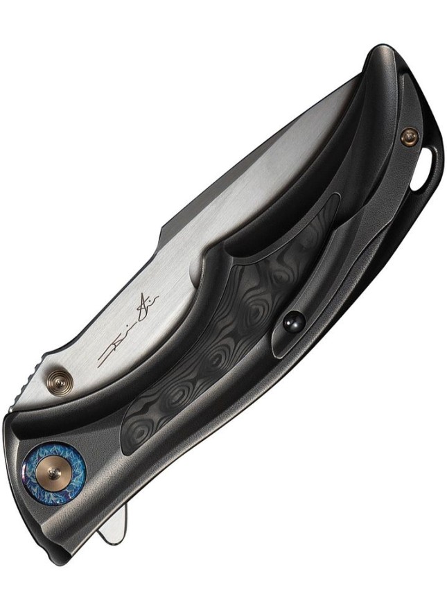 WEKNIFE Tighe Knife Satin Bohler M390 Blade Polished Gray Titanium ...