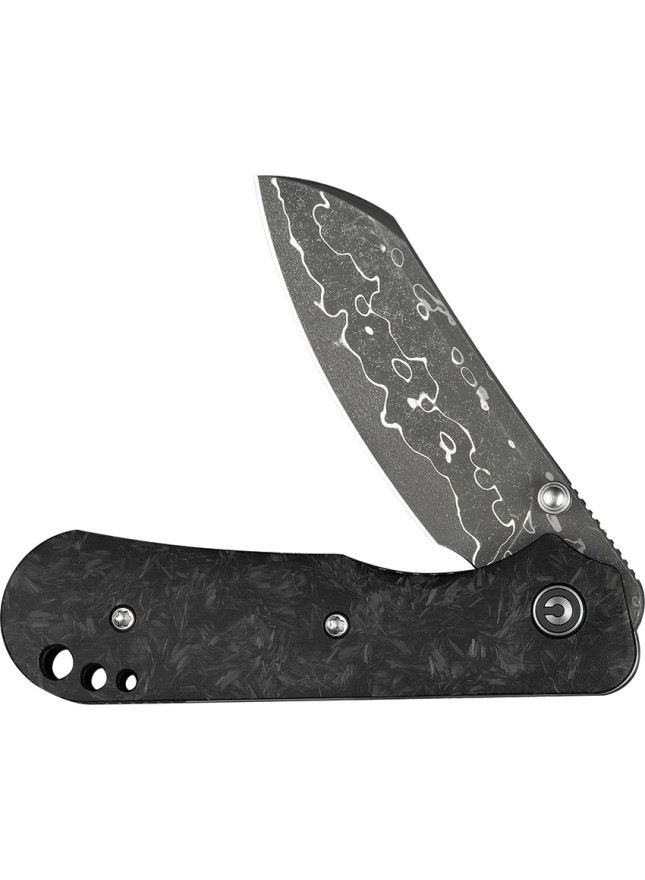 Civivi Crabby Folding Knife CIVC240553 Damas Steel Black Carbon Fiber ...