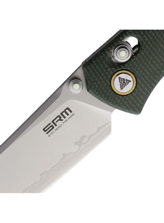 SRM Knives 255L Medal folding knife Laminated 140Cr steel blade Green ...