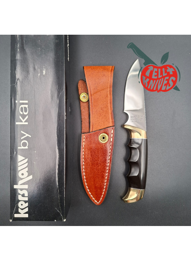 Kershaw fixed blade 1030 Hunter AUS8 stainless steel brass guard and ...