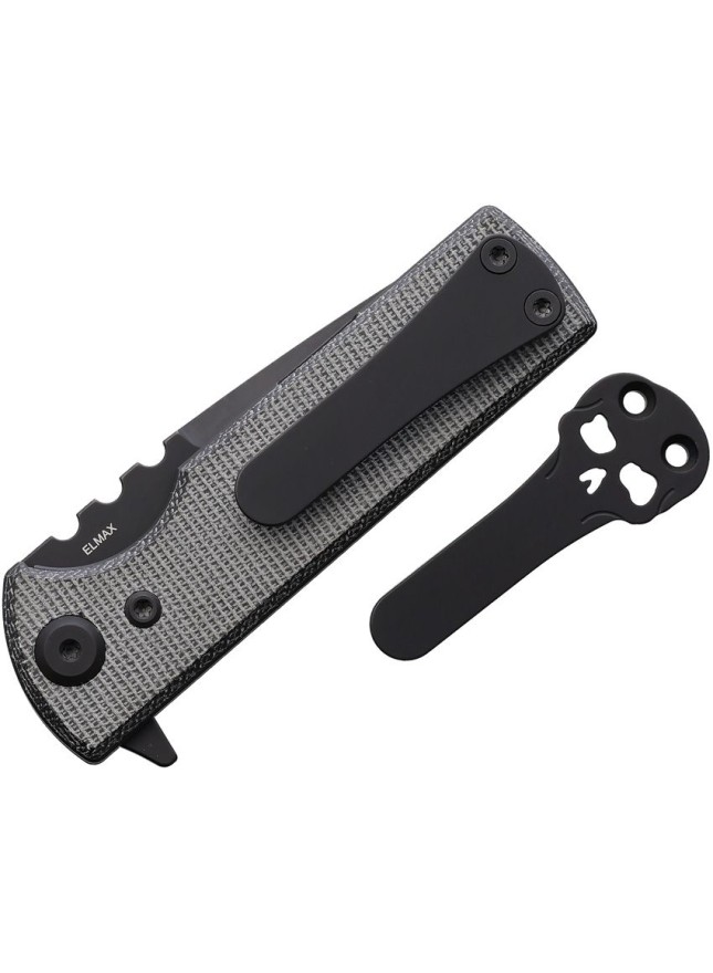 T.A.K. Tanto blade Elmax steel Black PVD finish Linerlock Black micarta ...