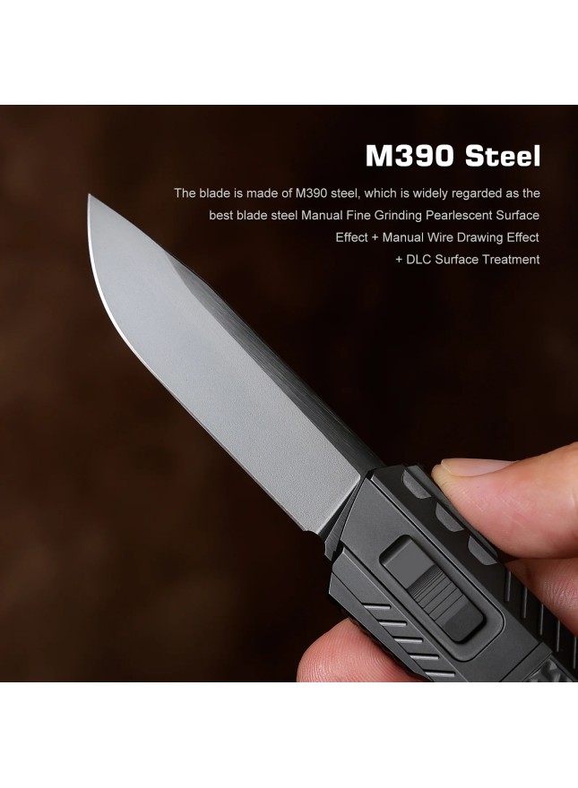 Remette Leopard Knife M390 premium steel black DLC finish blade black ...