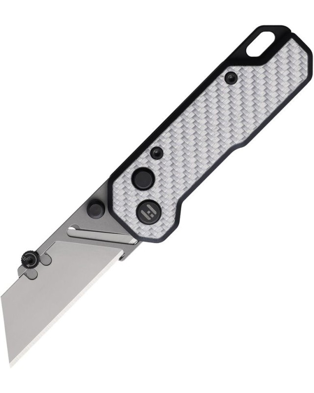HIGHTRON Vector Utility folding knife Button Lock White Carbon Fiber ...