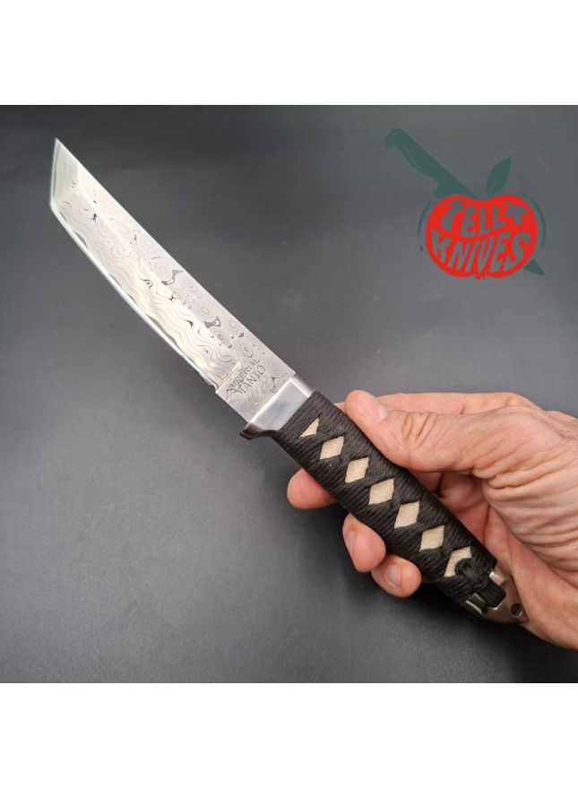 Cold Steel 1998 Imperial Tanto Full Tang Damascus Blade white rayskin ...