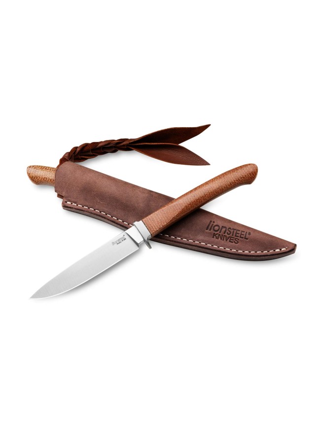 AGO EDC fixed blade M390 steel natural micarta leather sheath