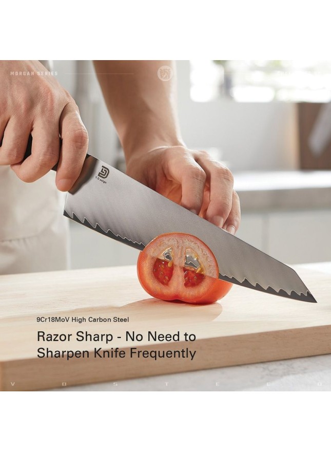 Morgan 8" Chef's Knife SAN MAI 9Cr18MoV steel wave pattern G10 handle