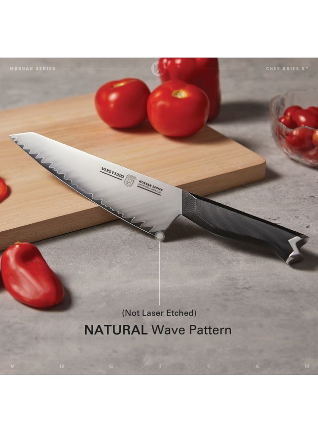 Morgan 8" Chef's Knife SAN MAI 9Cr18MoV steel wave pattern G10 handle