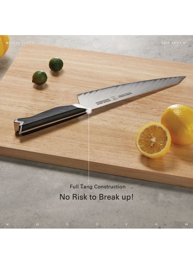 Morgan 8" Chef's Knife SAN MAI 9Cr18MoV steel wave pattern G10 handle