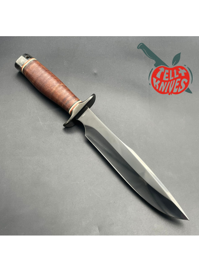 Vintage SOG Agency AUS-8 steel TiNi finish stacked leather black ...