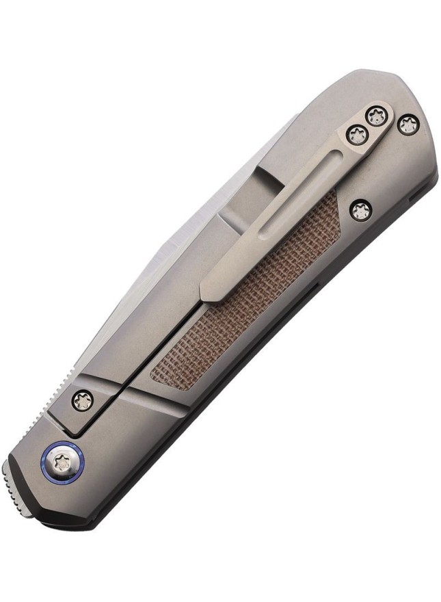XL Raptor 390 steel Framelock Titanium handle Micarta inlay Front Flip