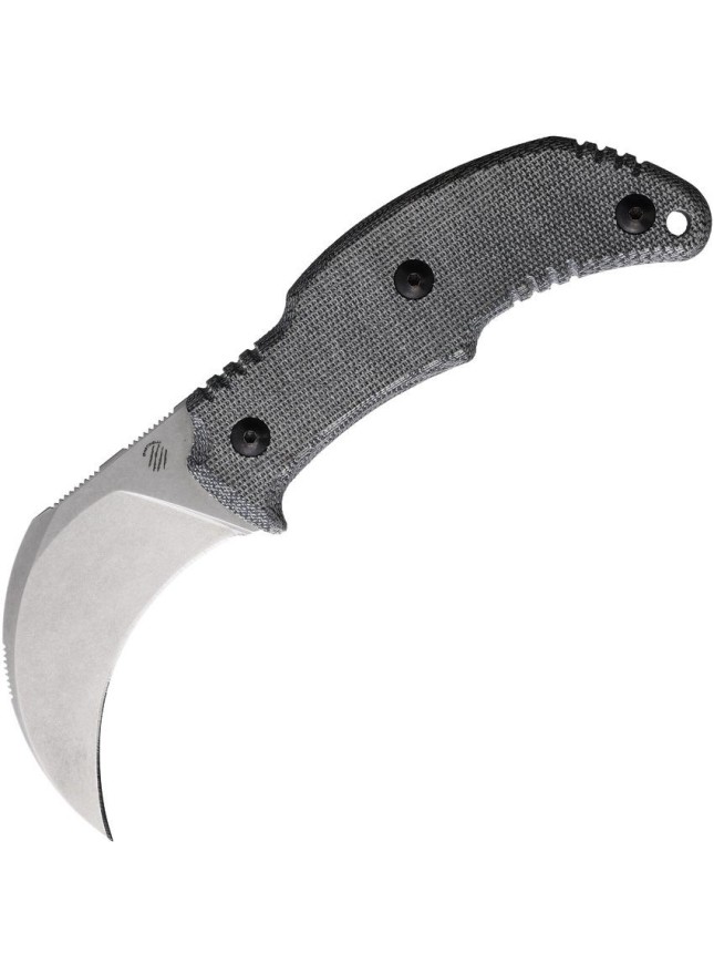 The Primal Curved Fixed Blade N690 steel stonewash finish micarta ...