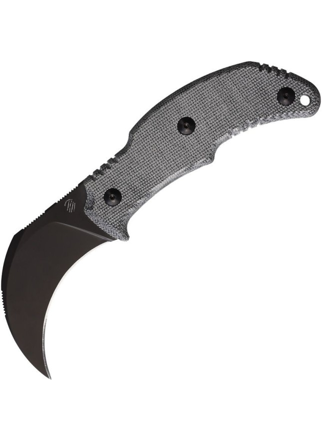 The Primal Curved Fixed Blade N690 steel black PDV finish micarta ...