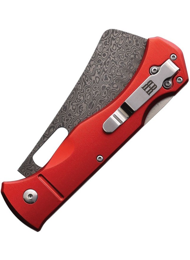 Sous Chef Cleaver Lockback Damascus steel red aluminium handle