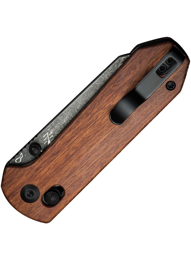 Yonder Crossbar Lock Guibourtia wood Damascus steel Flipper