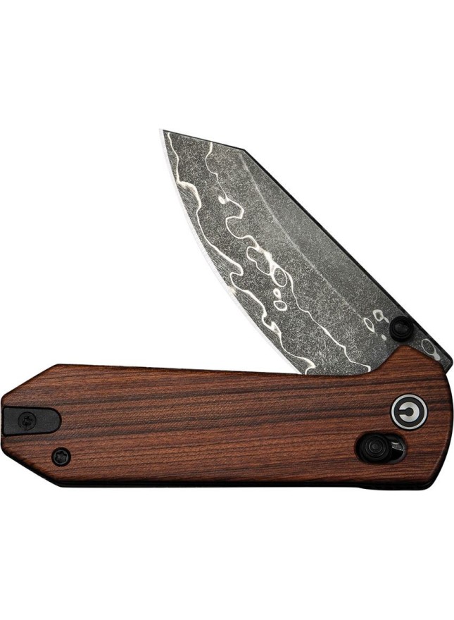 Yonder Crossbar Lock Guibourtia wood Damascus steel Flipper