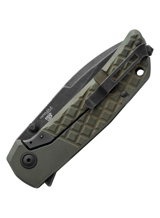 Maximo Framelock Böhler M390 premium steel blackwash finish OD Green ...