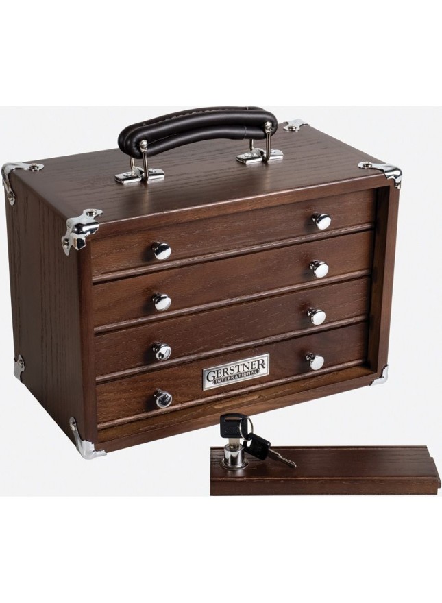 4 Drawer Mini Chest Dark Oak wood with lock