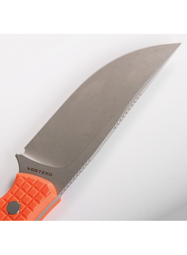 Mink fixed blade Nitro-V steel bead blast stonewash finish orange G10 ...