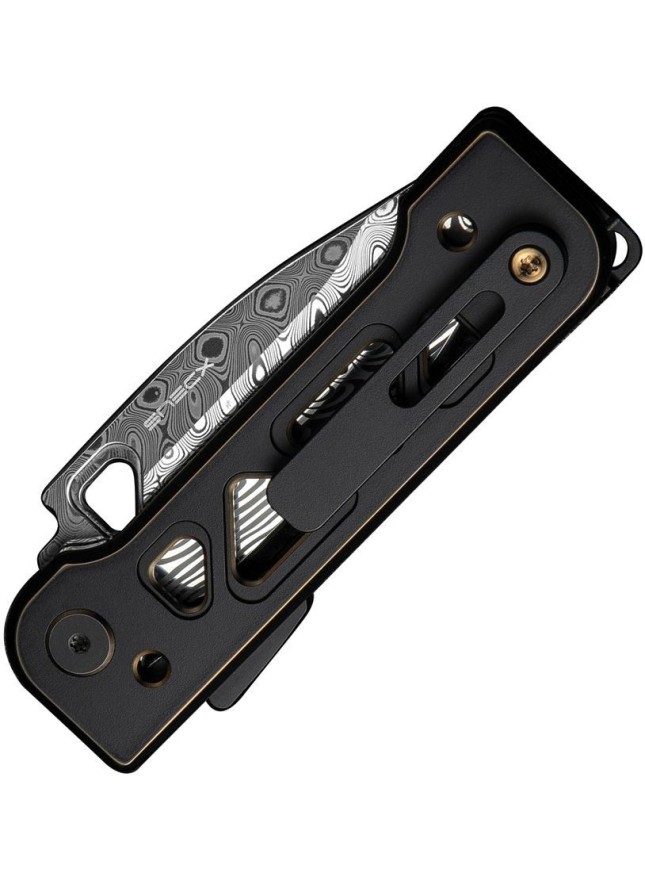 Tyro Superlock Knife Hakkapella Damasteel Black Gold Titanium Handle ...