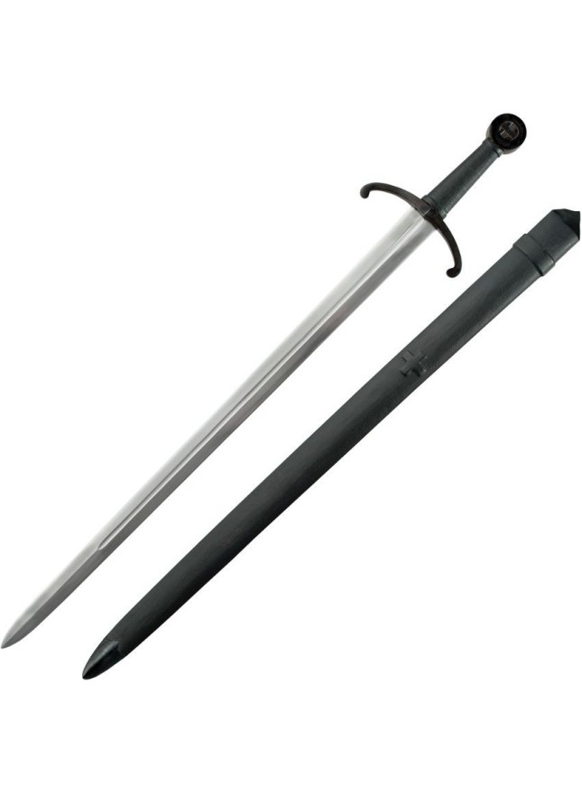 Brookhart Hospitaller Sword 5160 High Carbon Steel black handle pommel ...