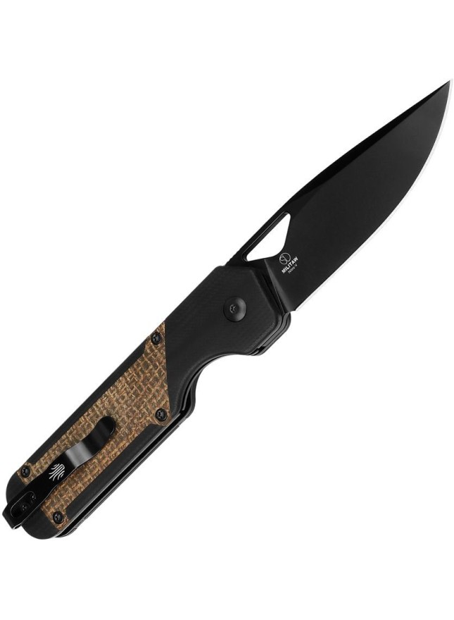 Militaw folding knife Nitro-V steel blackwash finish Natural Micarta ...