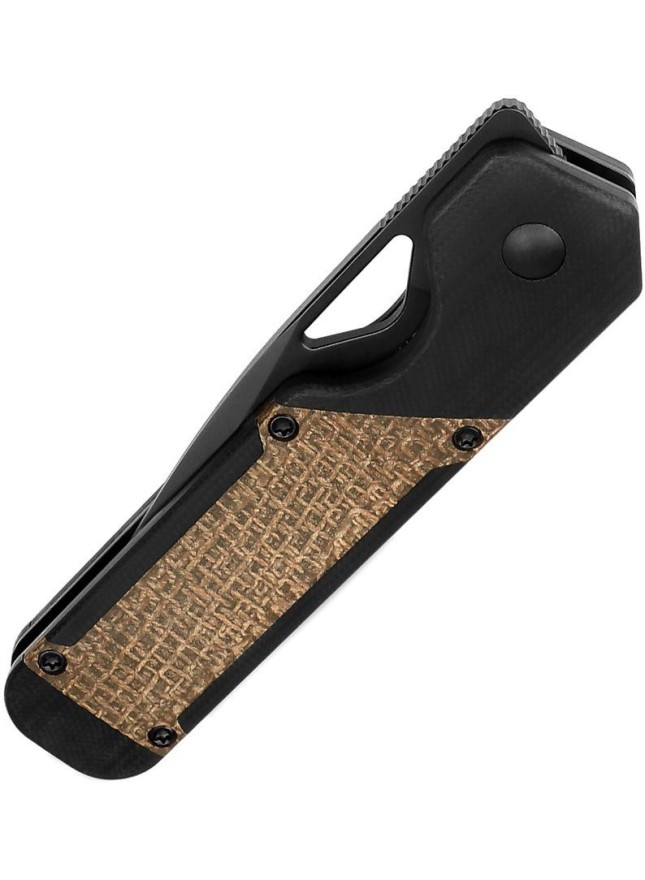 Militaw folding knife Nitro-V steel blackwash finish Natural Micarta ...