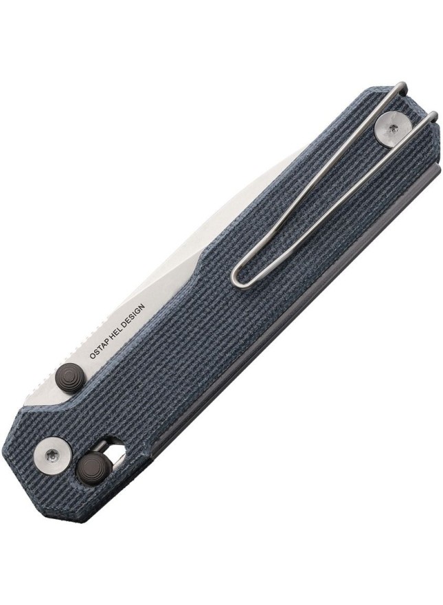 Perix Crossbar Lock Nitro-V steel stonewash finish Denim micarta handle ...