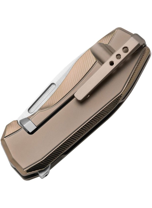 N.ONE CPM MagnaCut steel blade satin finish Bronze Titanium handle no ...