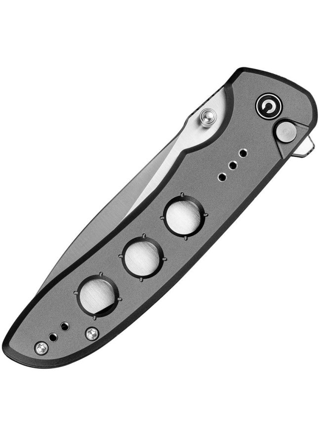 Hyperpulse folding knife 14C28N steel blade Button Lock Gray Aluminium ...